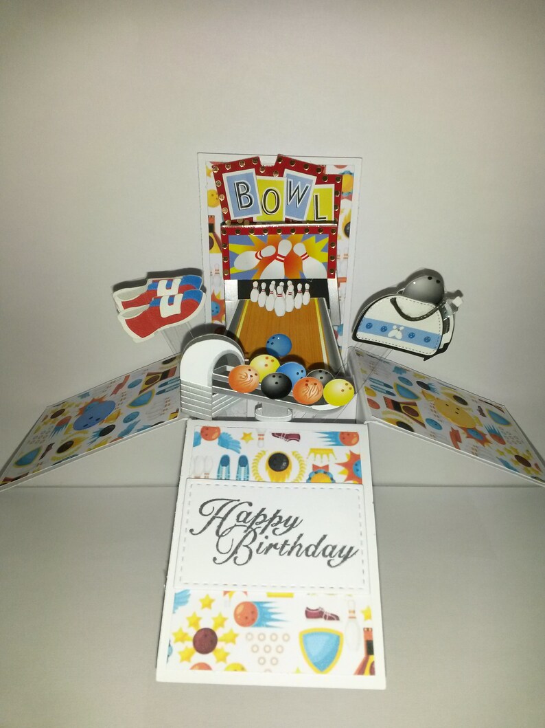 Bowling Pop up Box Card*happy Birthday Pop Up* Father's Day Pop Up*son ...