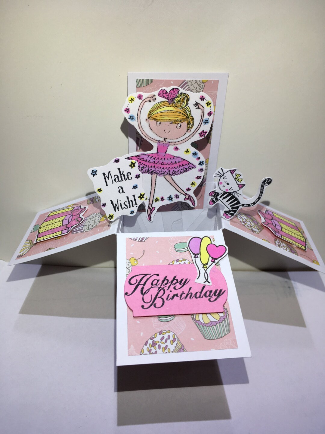 Happy Birthday Ballerina Pop up Box Card*3d Pop up Card*little Girls ...