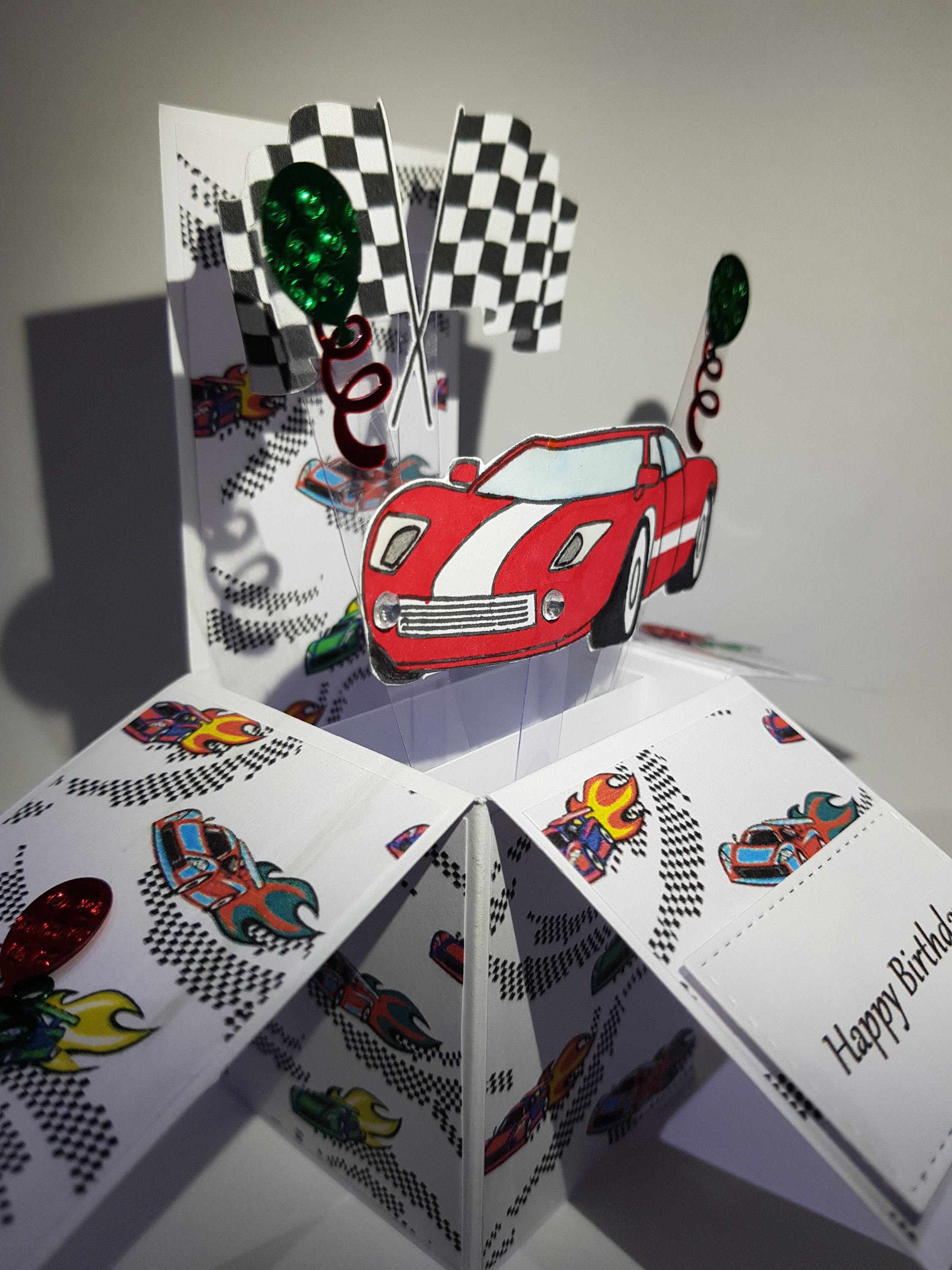 Racing Car Pop up Card*happy Birthday Pop Up*well Done Pop Up ...