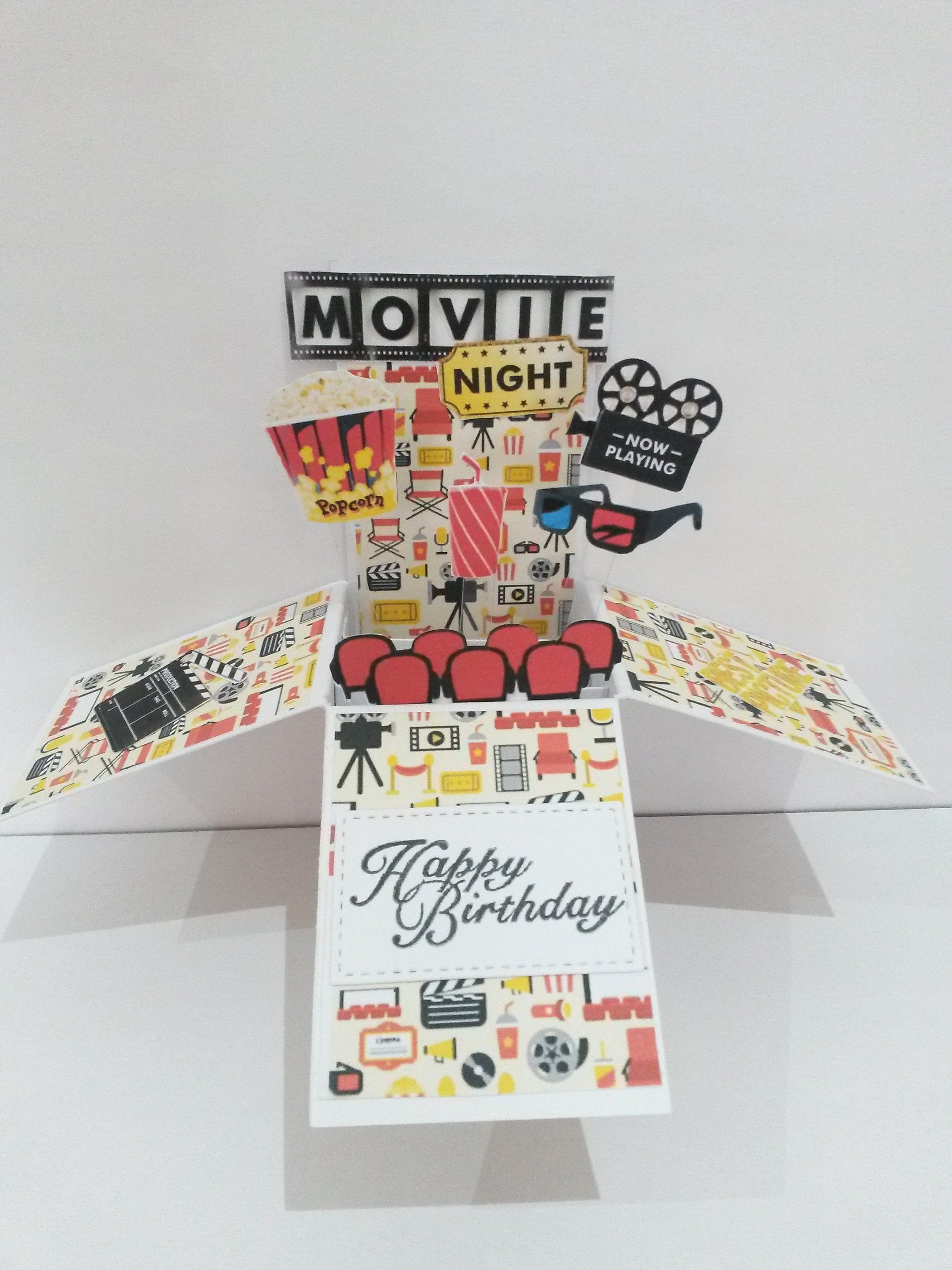 Movie Night Pop up Box Card*cinema Pop up Box*happy Birthday Pop Up ...