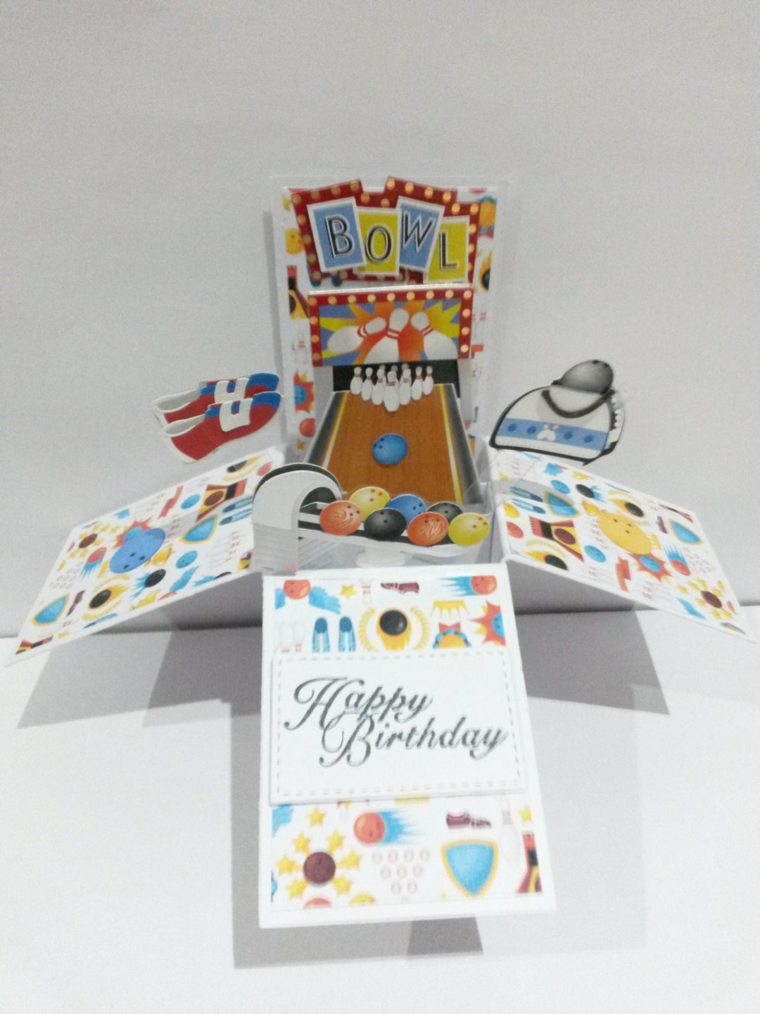 Bowling Pop up Box Card*happy Birthday Pop Up* Father's Day Pop Up*son ...