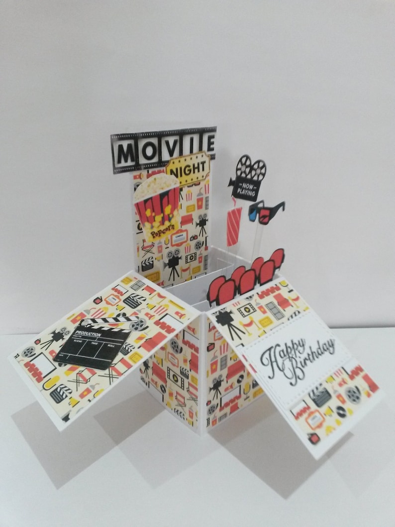 Movie Night Pop up Box Card*cinema Pop up Box*happy Birthday Pop Up ...