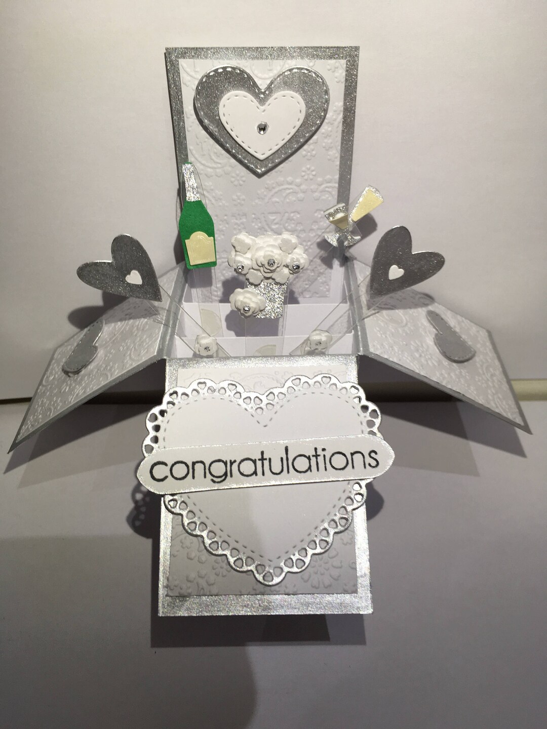 Wedding Pop up Box Card*congratulations Pop up Card*3d Card* Champagne ...