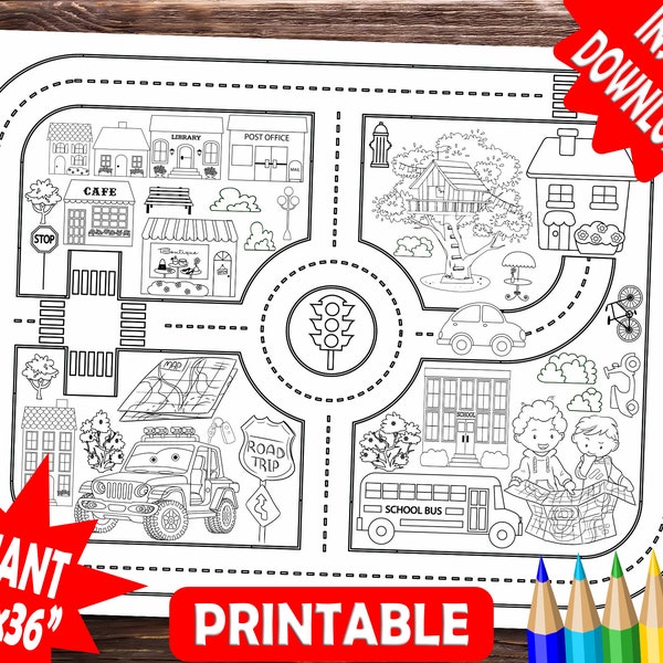 Road Map Coloring - Etsy
