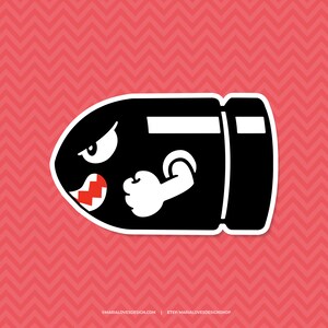 Nintendo Bullet Bill Vinyl Die-cut Sticker | Retro Video Game Stickers ...