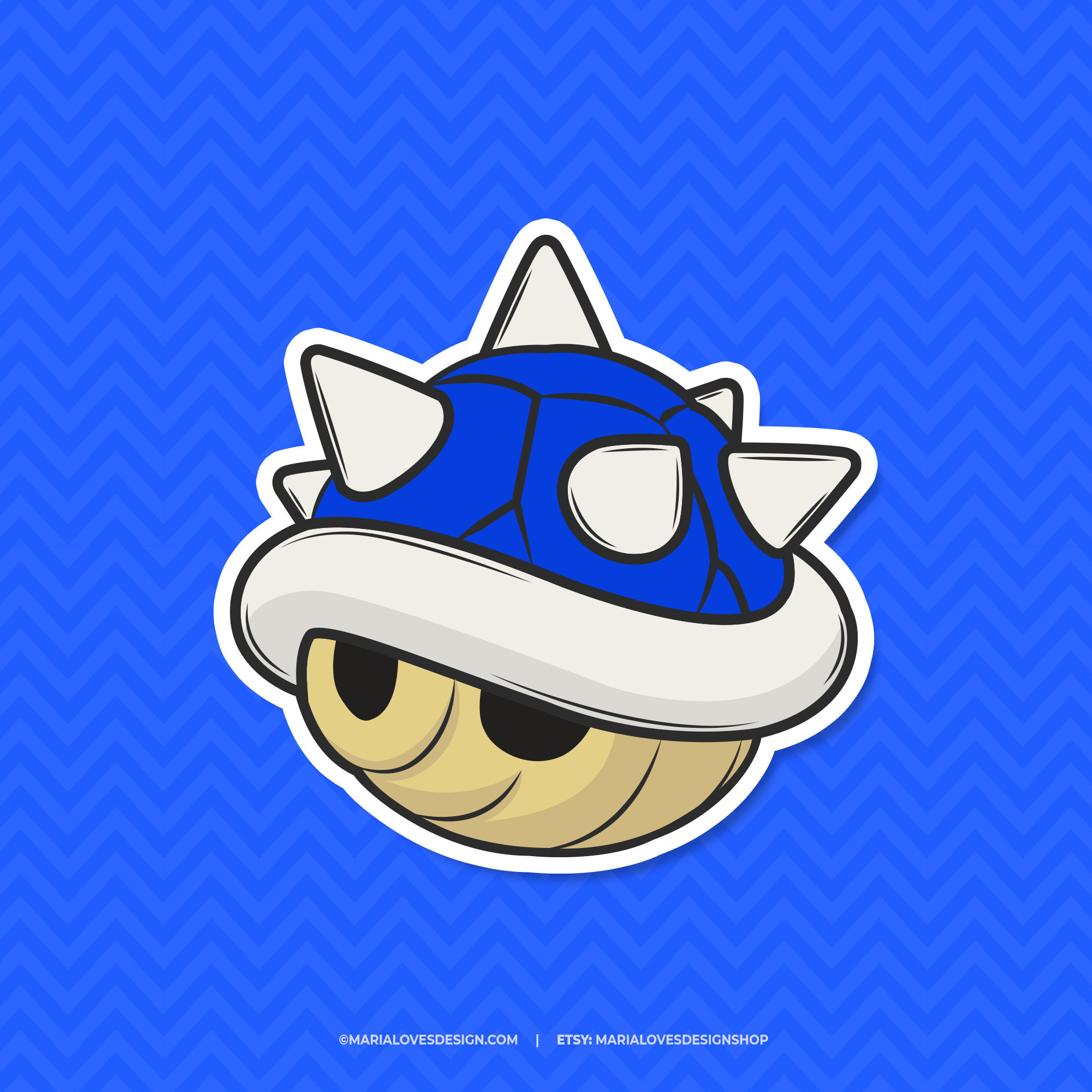Mario Kart Blue Spike Shell Vinyl Die-Cut Sticker Retro | Etsy