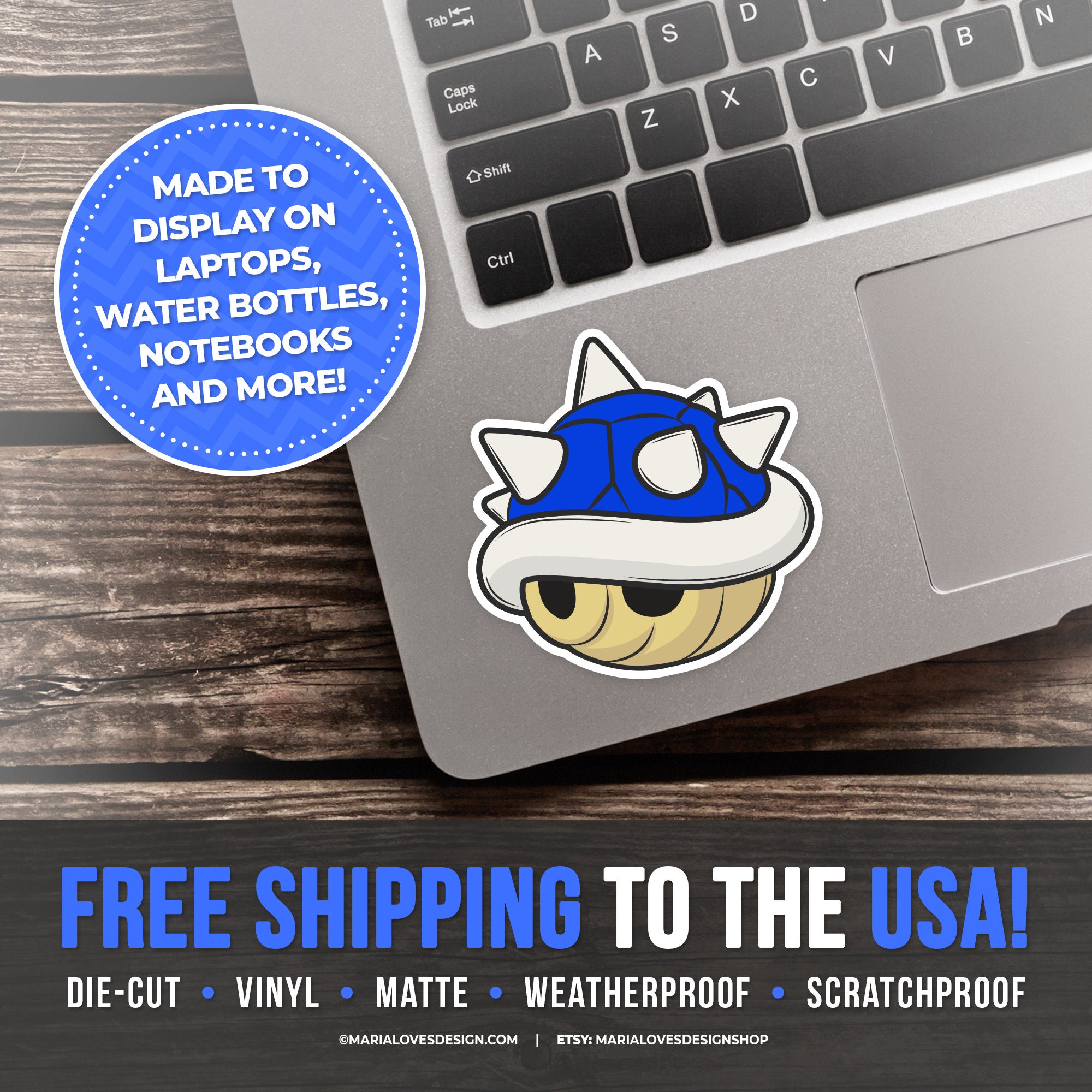 Mario Kart Blue Spike Shell Vinyl Die-Cut Sticker Retro | Etsy