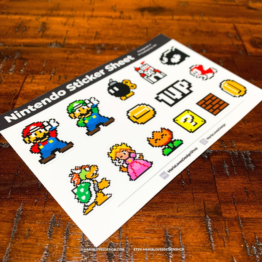 Super Mario Bros. Sticker Sheet | Sticker Pack | Retro Nintendo Video ...