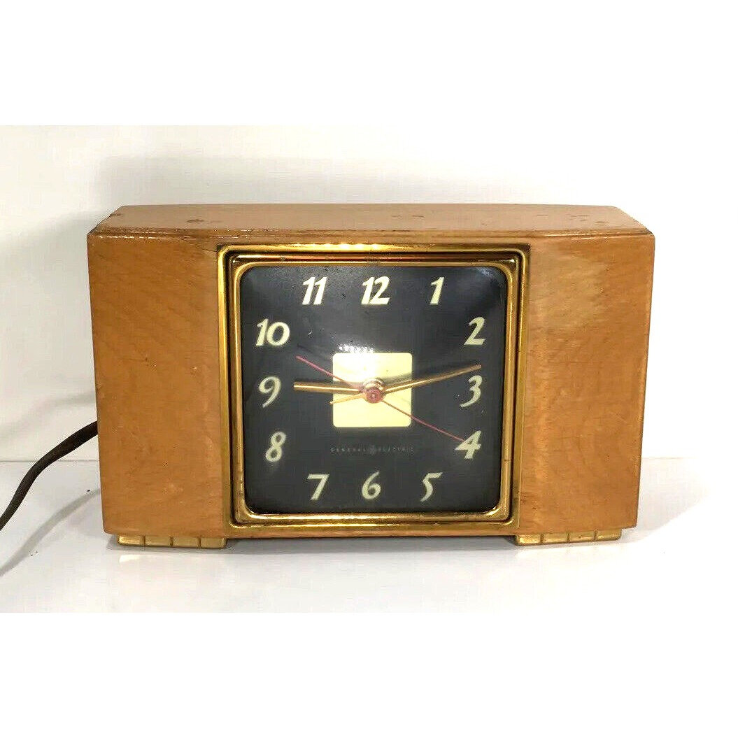 General Electric Vintage Art Deco Style Wooden Electric Desk Clock ...
