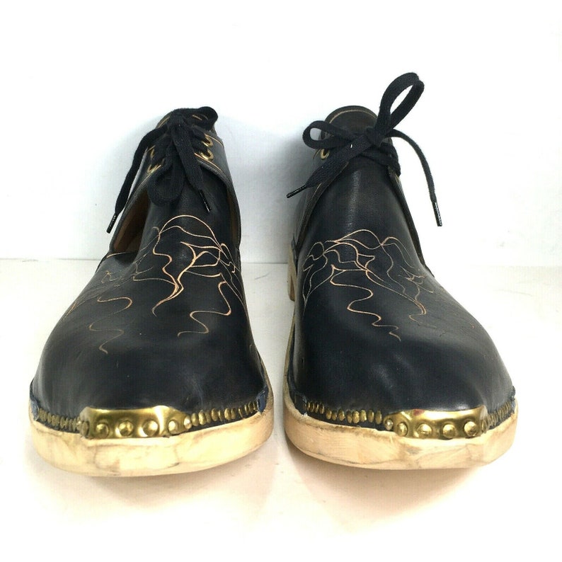 Men's Blue Tooled Leather Wooden Insole/outsole HAND MADE Shoes ...