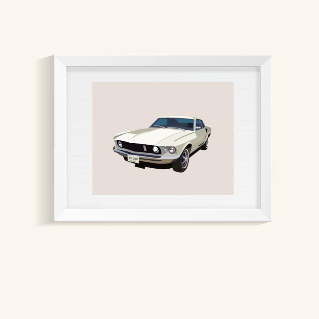 Ford Mustang Illustration Print - Etsy