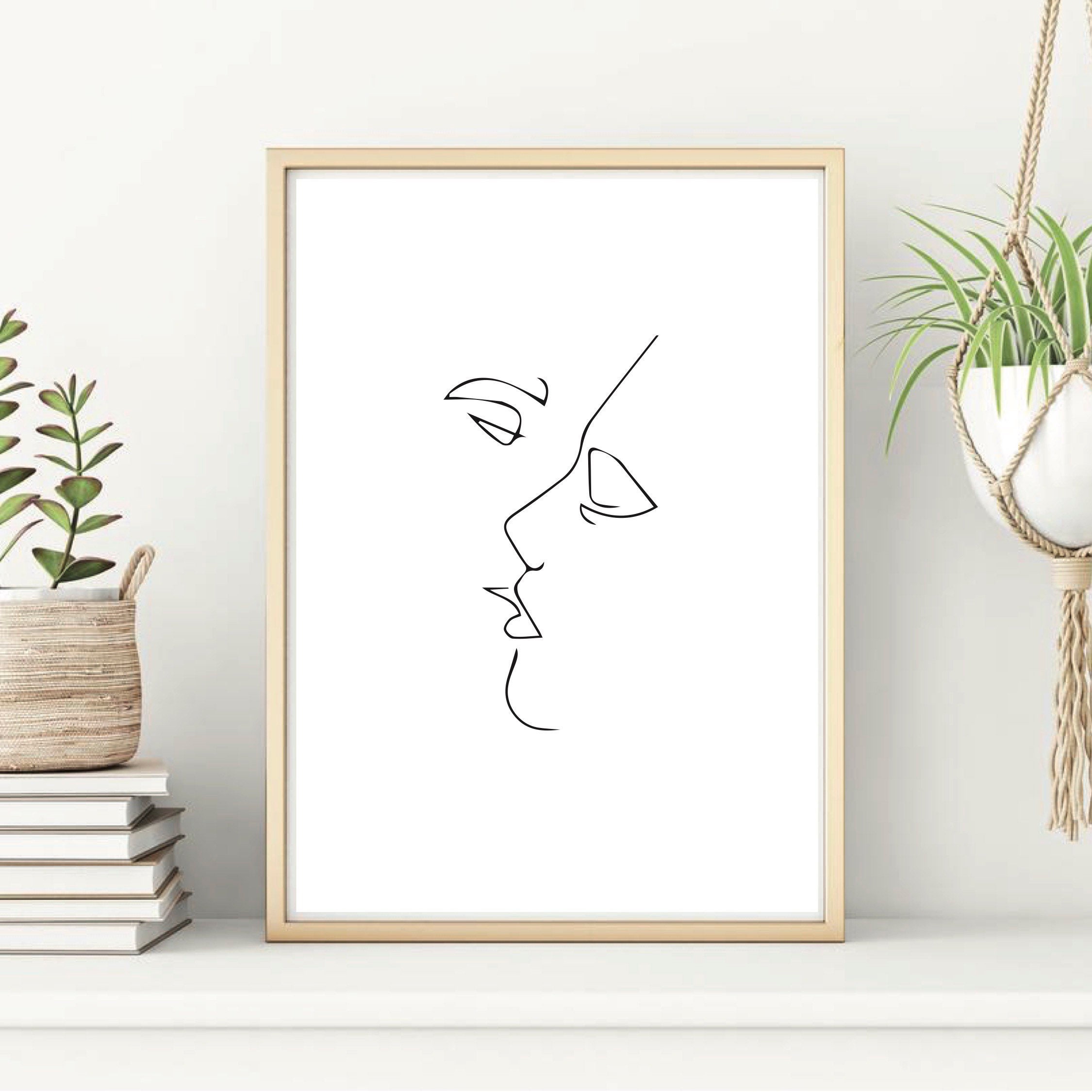 Kiss Line Drawing Couple Abstract Kiss Print Kissing Poster - Etsy UK