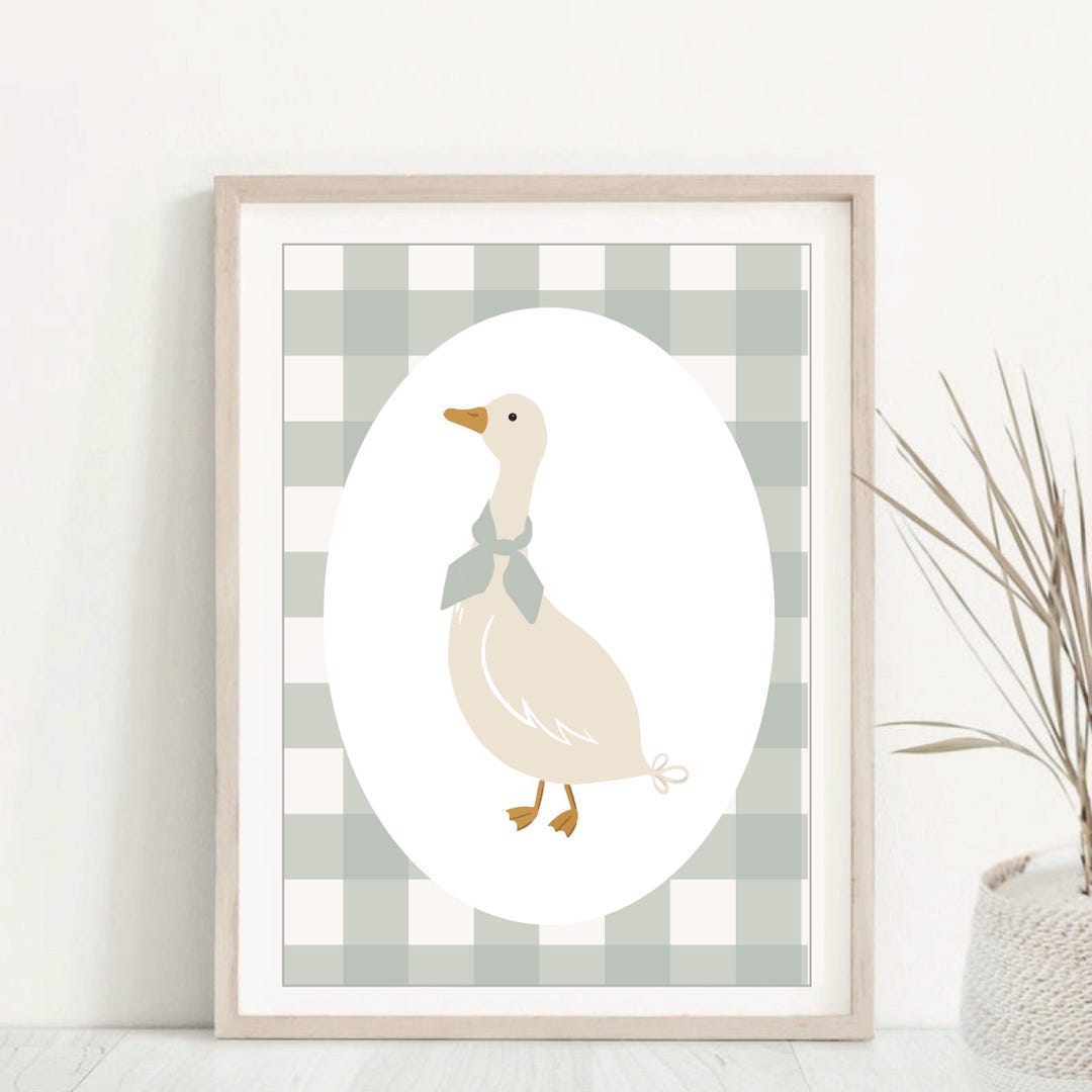 Gingham Goose Print, Cute Nursery Decor - Etsy
