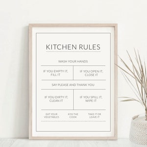Kitchen Rules Sign, Kitchen Decor, Kitchen Poster, Kitchen Print - Etsy