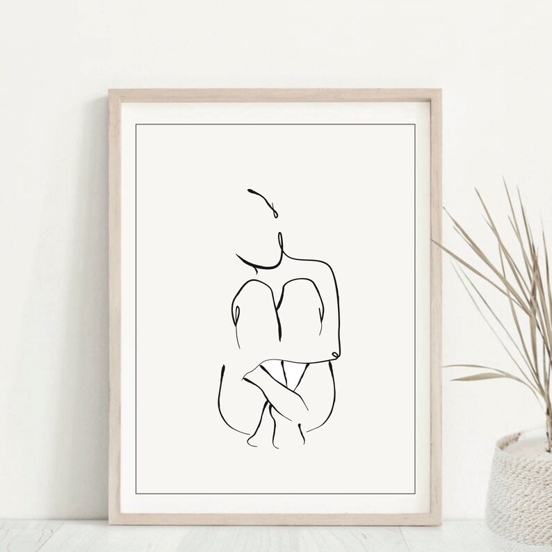 Abstract Sitting Female Outline Print - Etsy