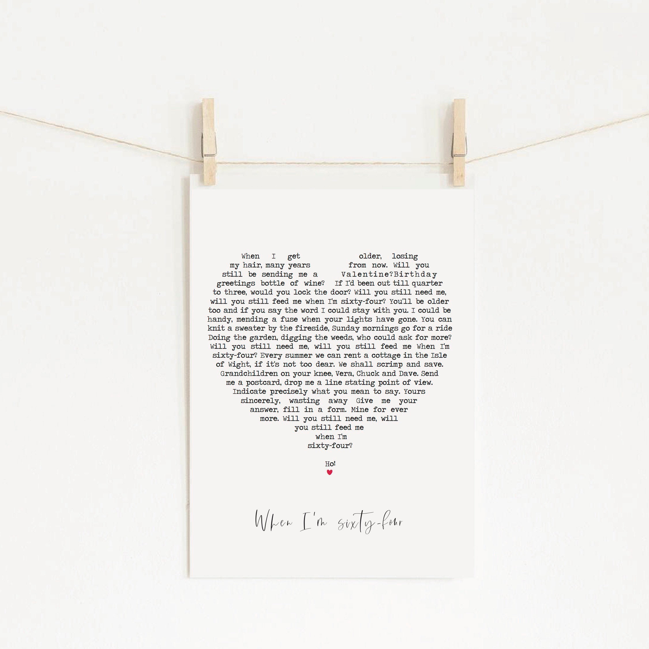 When Im 64 the Beatles Lyric Print - Etsy