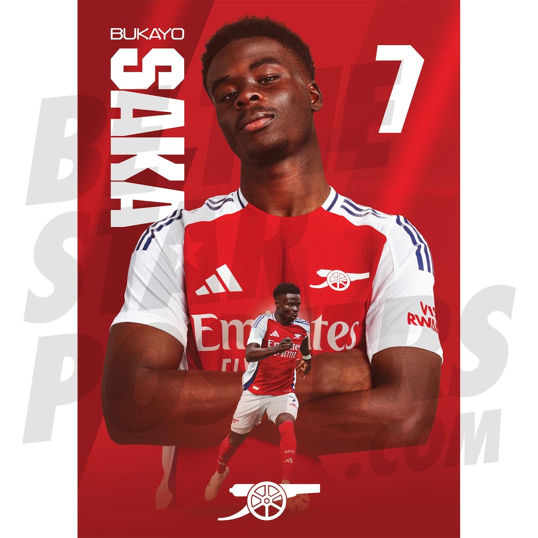 Arsenal FC Saka 24/25 Action Poster - Officially Licensed Product A4 ...