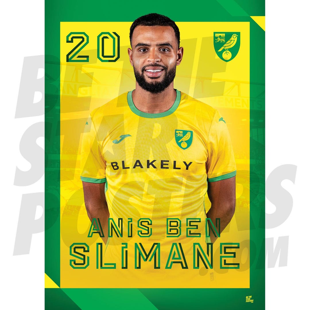 Norwich City FC Slimane 24/25 Headshot Poster - Officially Licensed ...