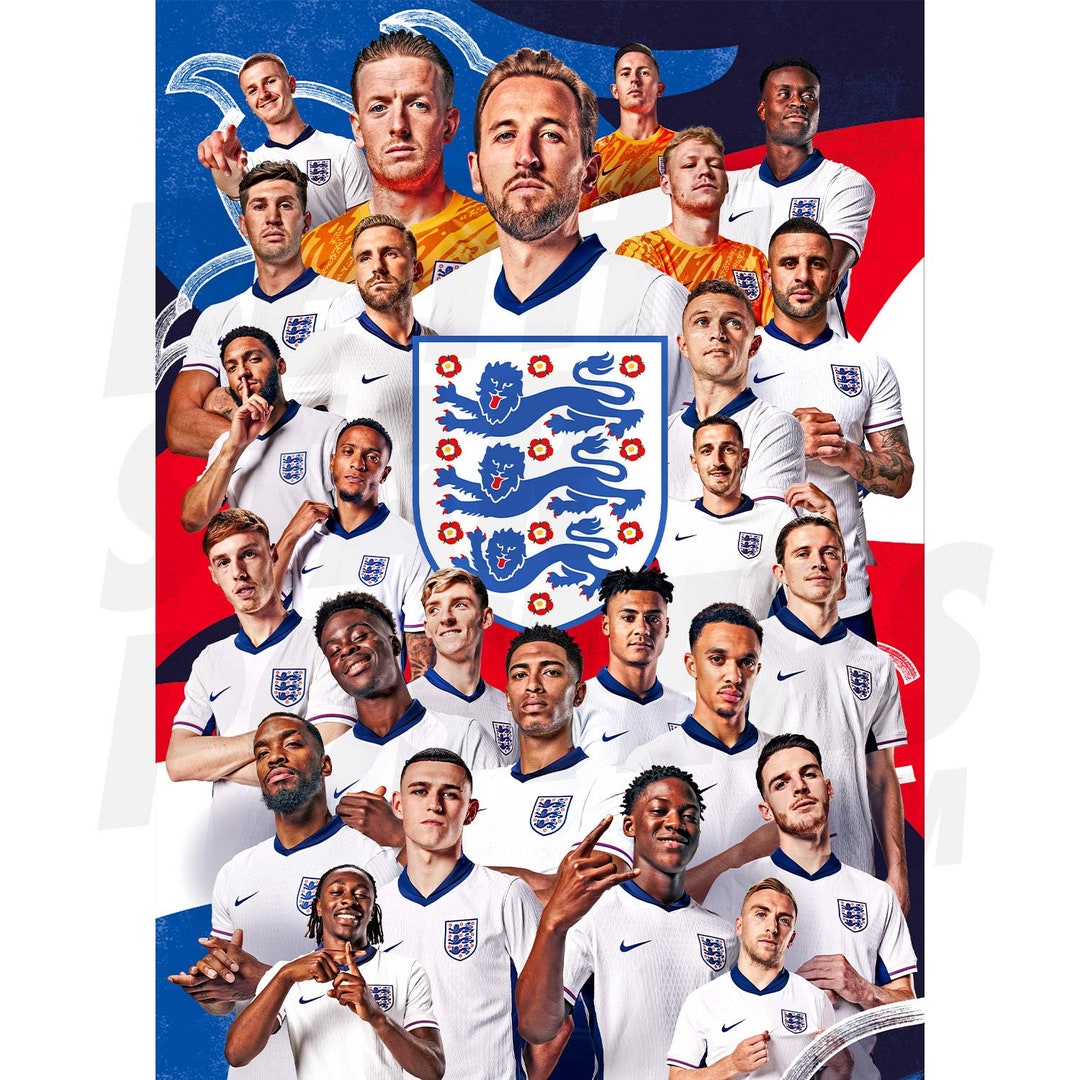 England Men's Football Team Squad 24/25 Player Montage Poster ...
