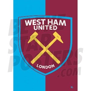 West Ham United FC Crest Poster Officially Licensed Product A4 / A3 ...