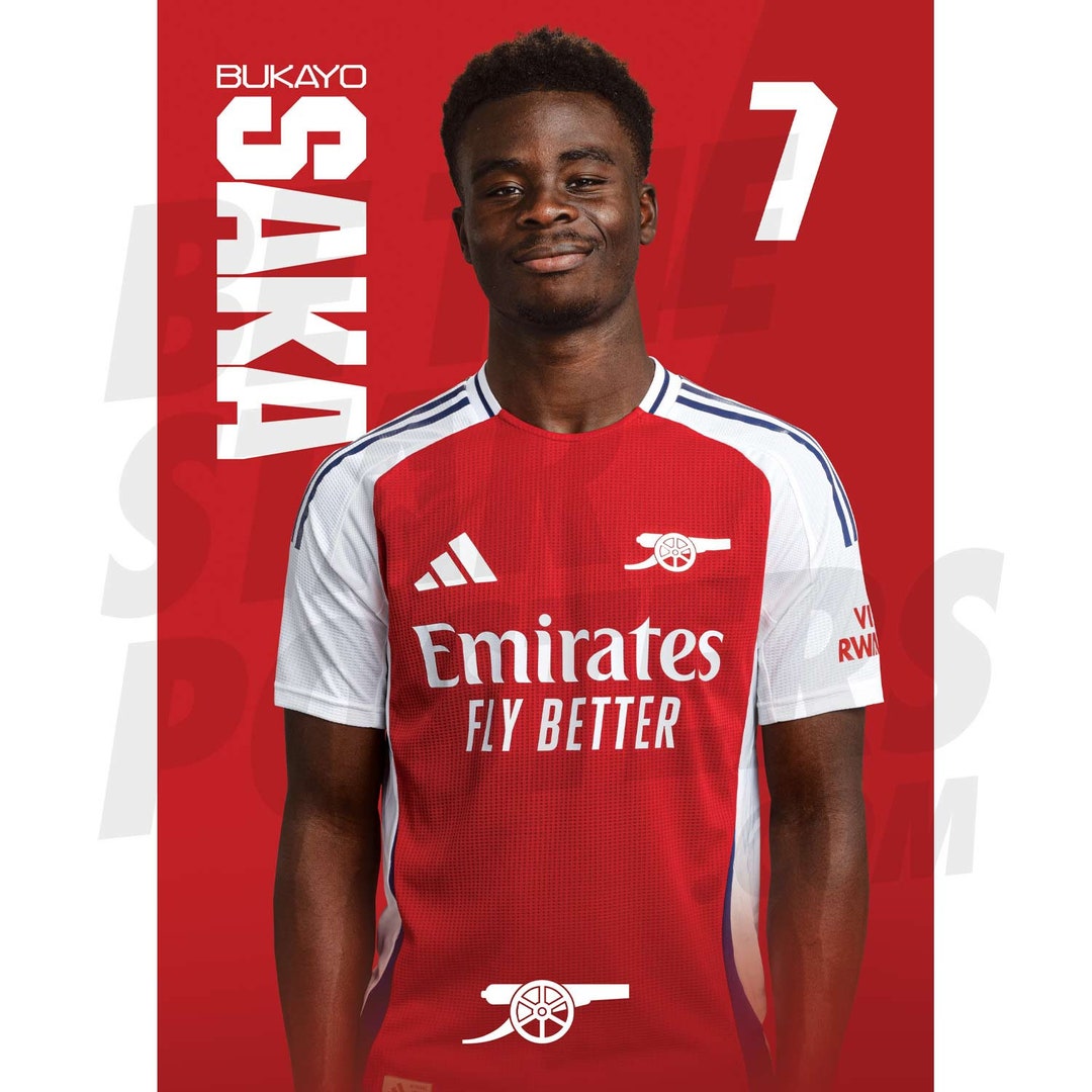 Arsenal FC Saka 24/25 Headshot Poster - Officially Licensed Product - Etsy