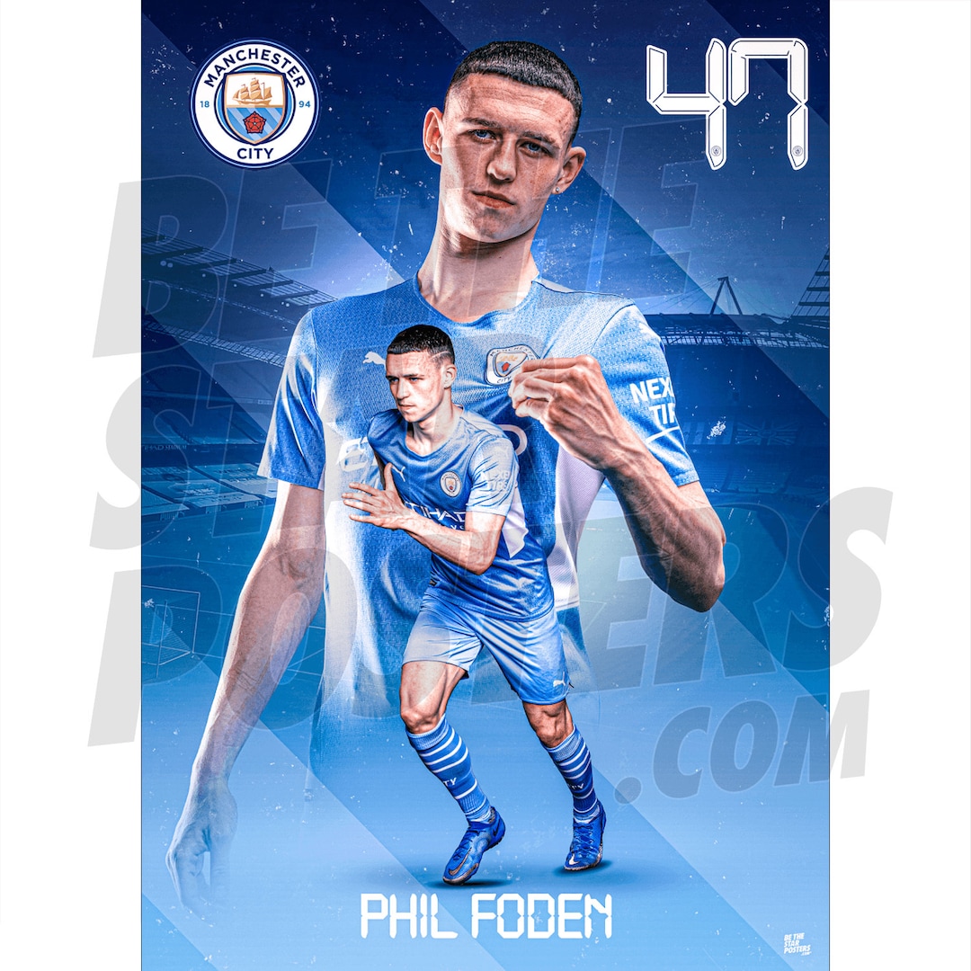 Manchester City FC Foden 21/22 Action Poster Officially Licensed Product A4 / A3 Framed Option ...