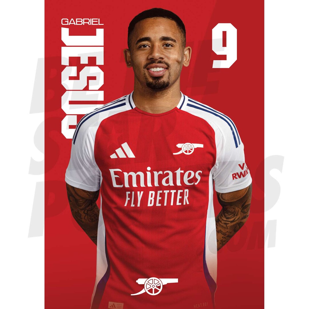 Arsenal FC Jesus 24/25 Headshot Poster Officially Licensed Product - Etsy