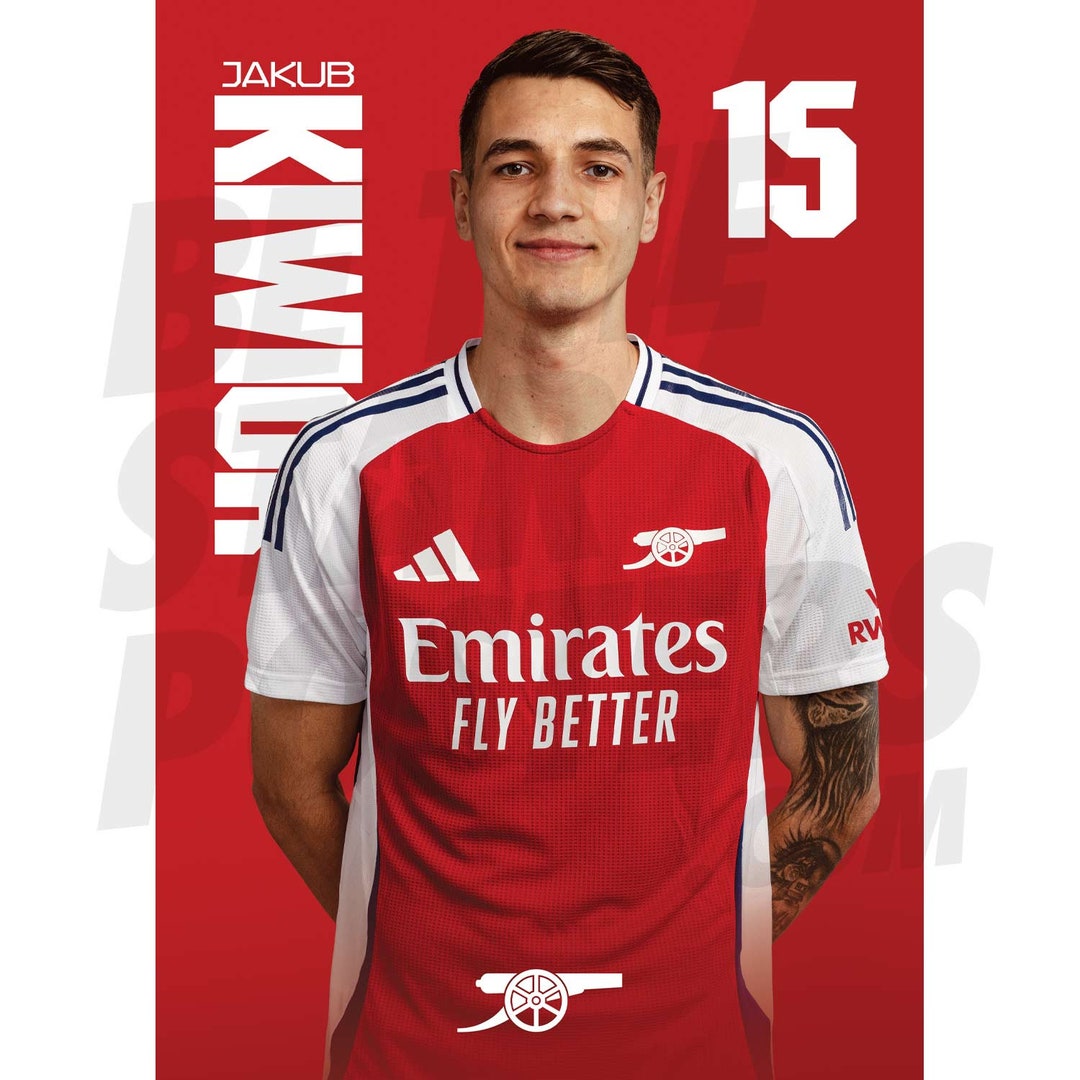 Arsenal FC Kiwior 24/25 Headshot Poster - Officially Licensed Product ...