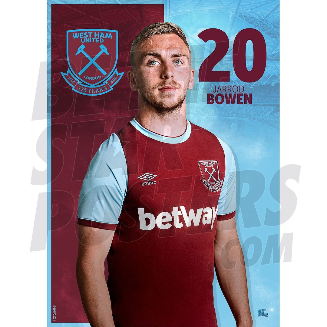 West Ham United FC Jarrod Bowen 20/21 Headshot Poster - Officially ...