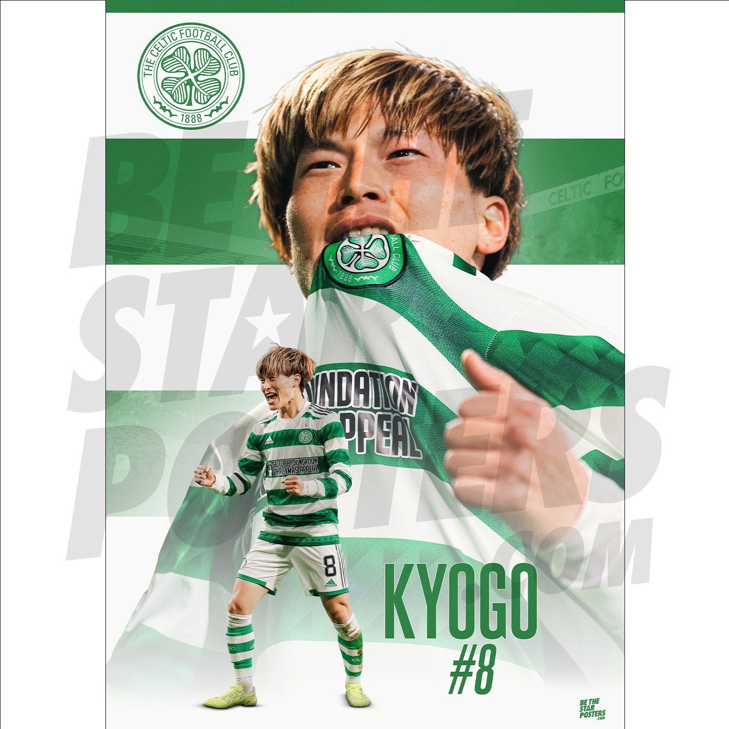 Celtic FC Kyogo 22/23 Action Poster - Officially Licensed Product A4 ...