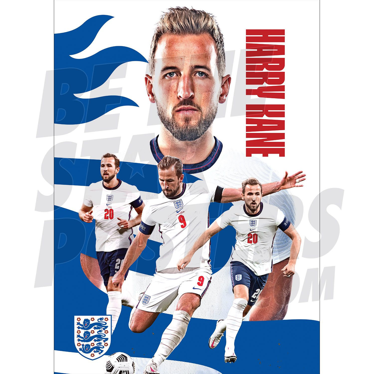 England Men's Football Team Harry Kane 20/21 Action Poster | Etsy