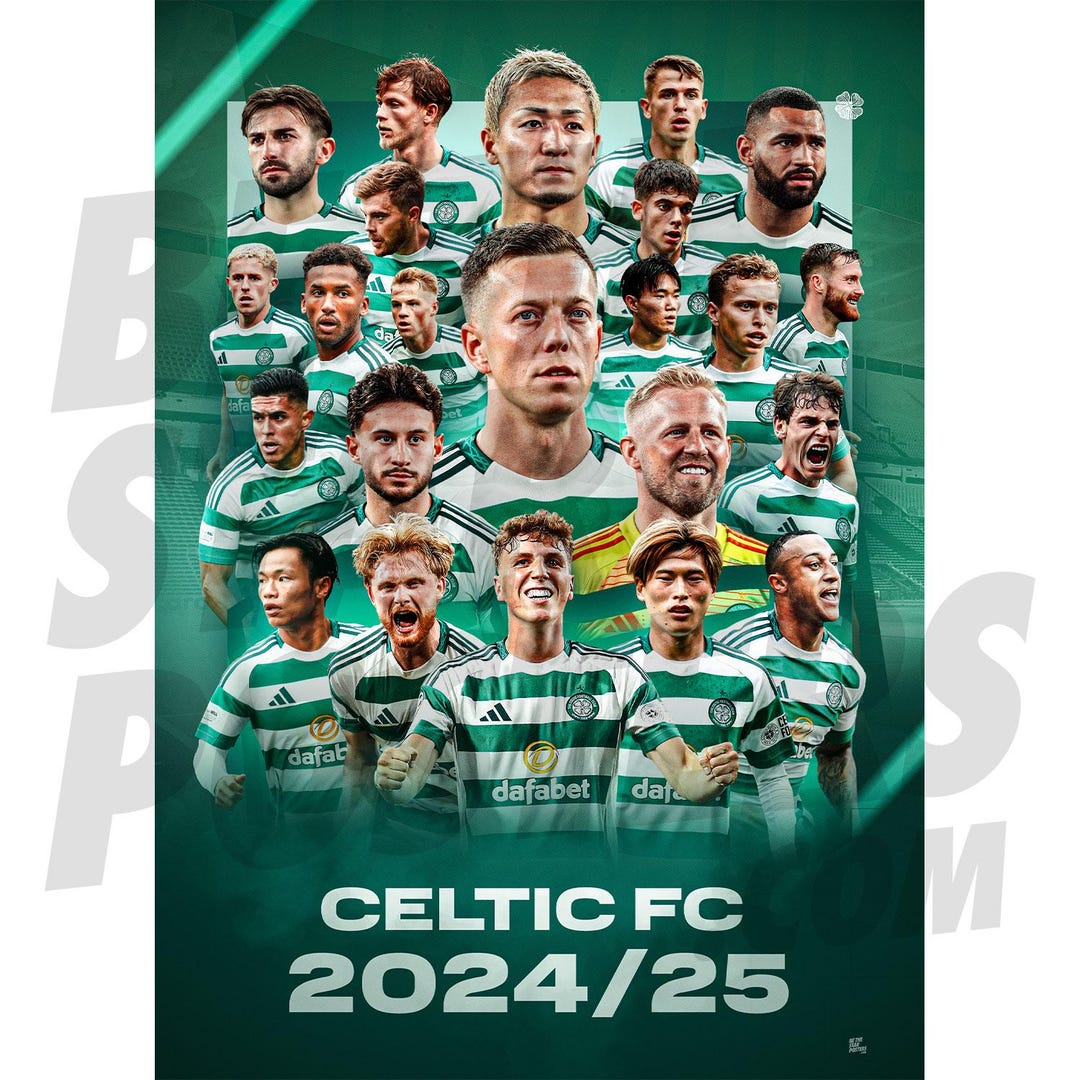 Celtic FC 24/25 Squad Montage Poster - Officially Licensed Product A4 ...