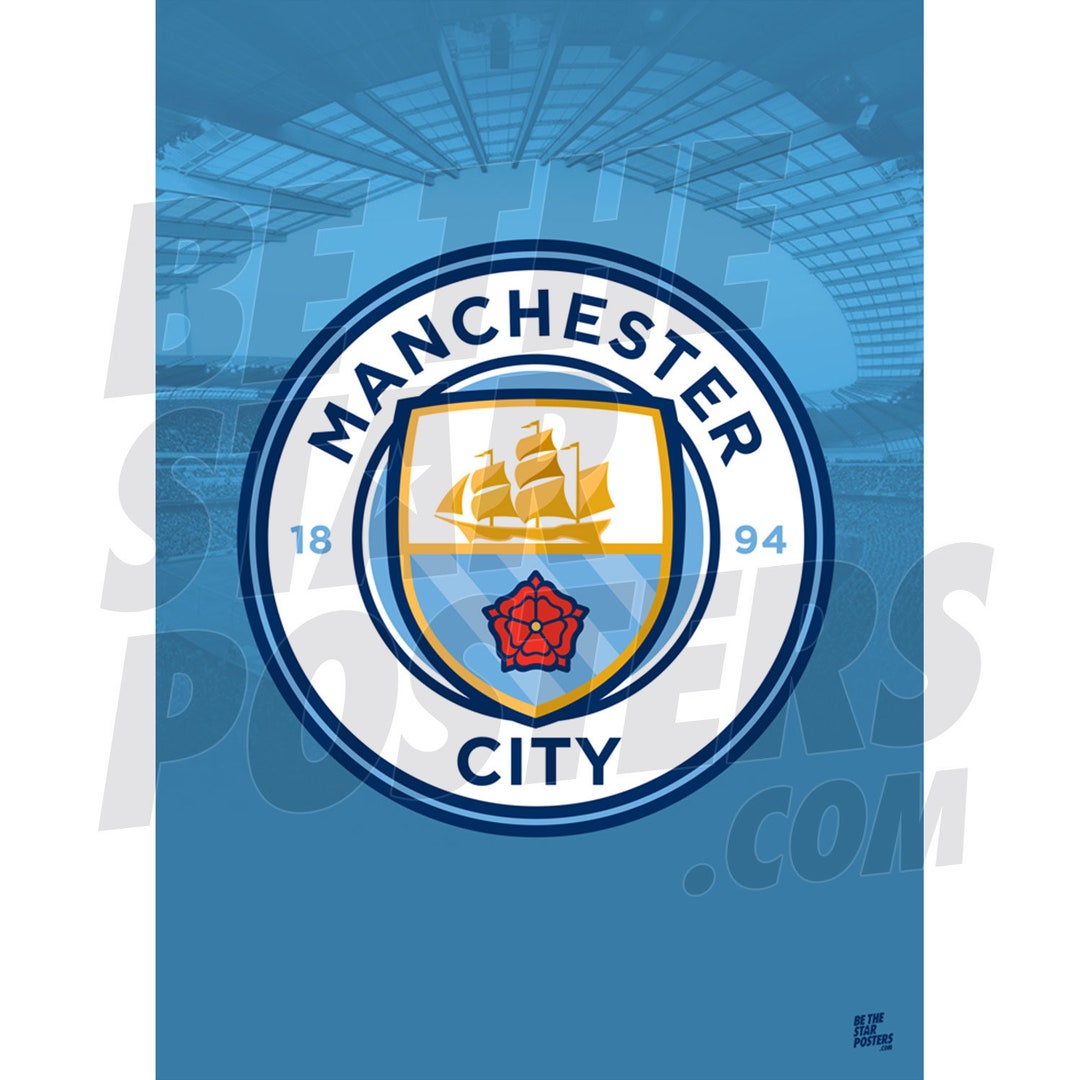 Manchester City FC Crest Poster Officially Licensed Product A4 / A3 ...