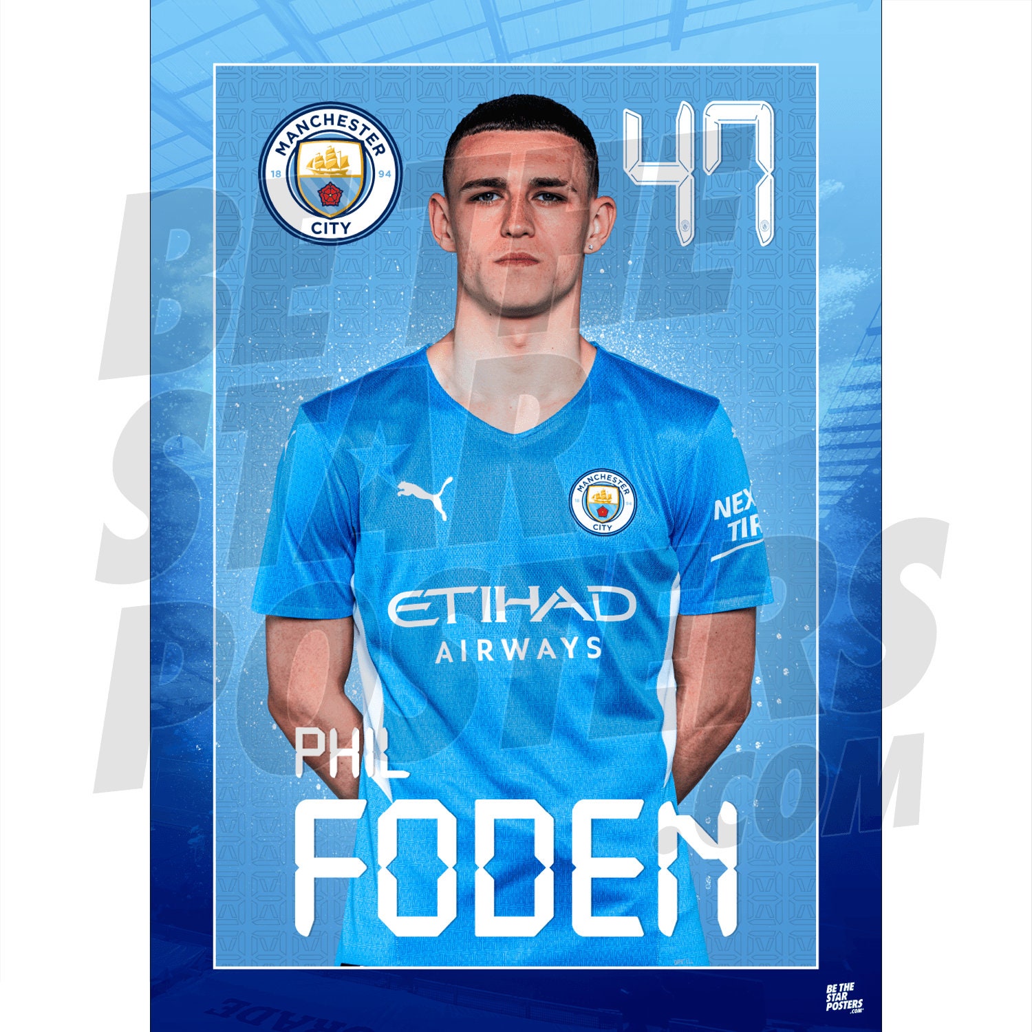 Manchester City FC Phil Foden 21/22 Headshot Poster - Etsy