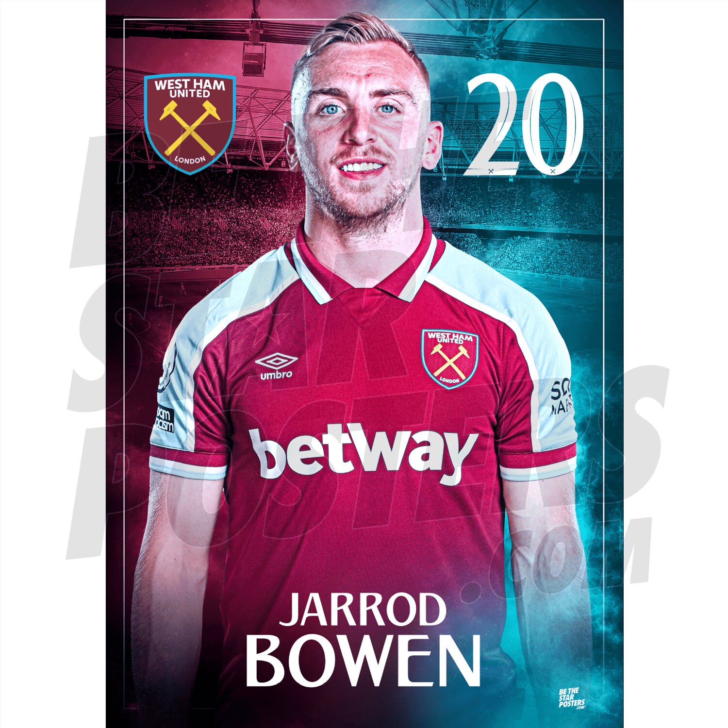 West Ham United FC Bowen 21/22 Headshot Poster Offiziell | Etsy