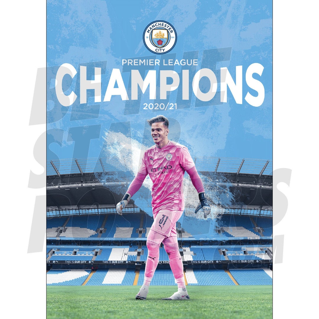 Manchester City FC Ederson 20/21 Champions Poster Officially Licensed ...