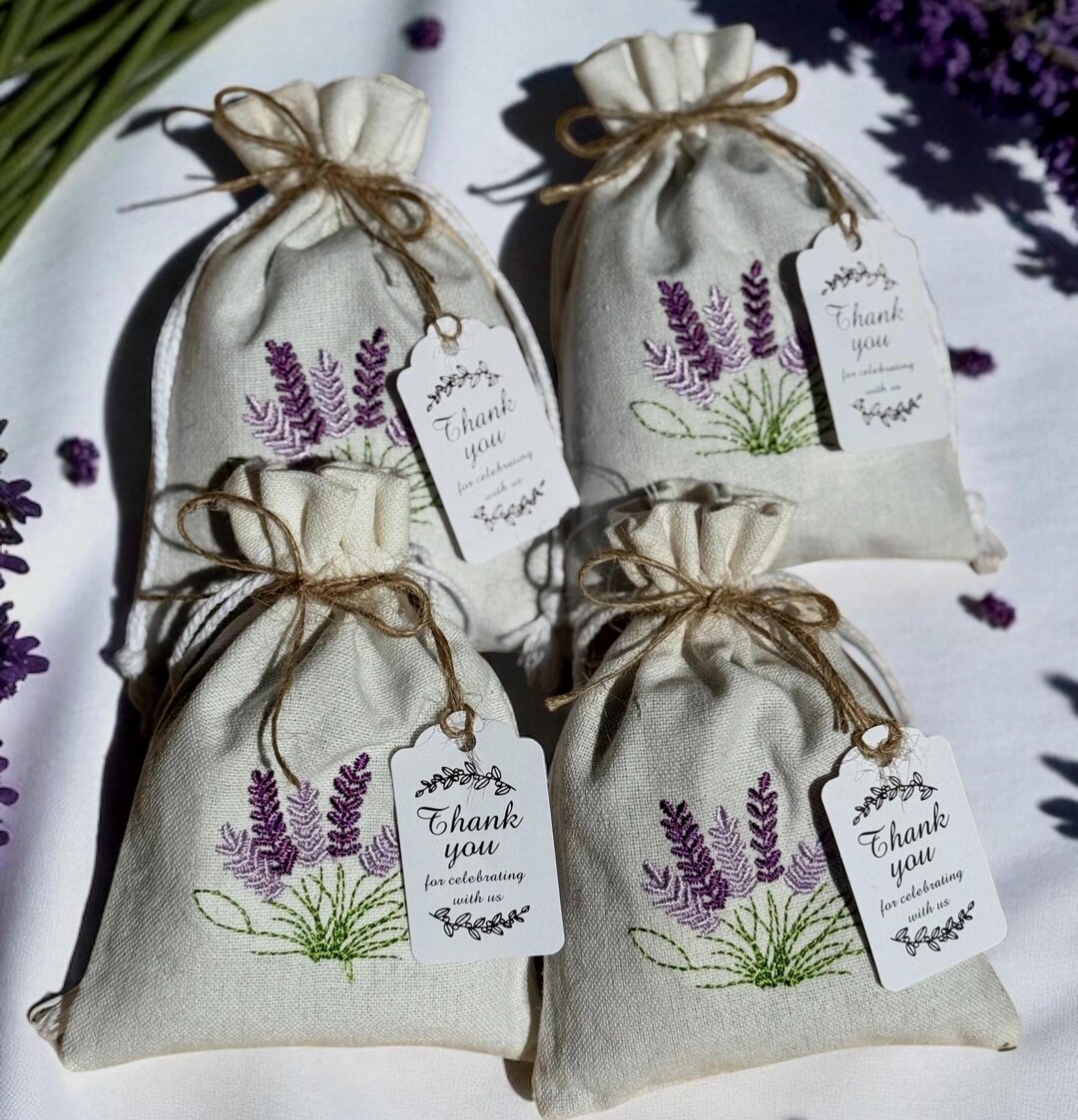 Lavender Sachet Embroidered Pouch: With or Without Thank You Tag Shower ...