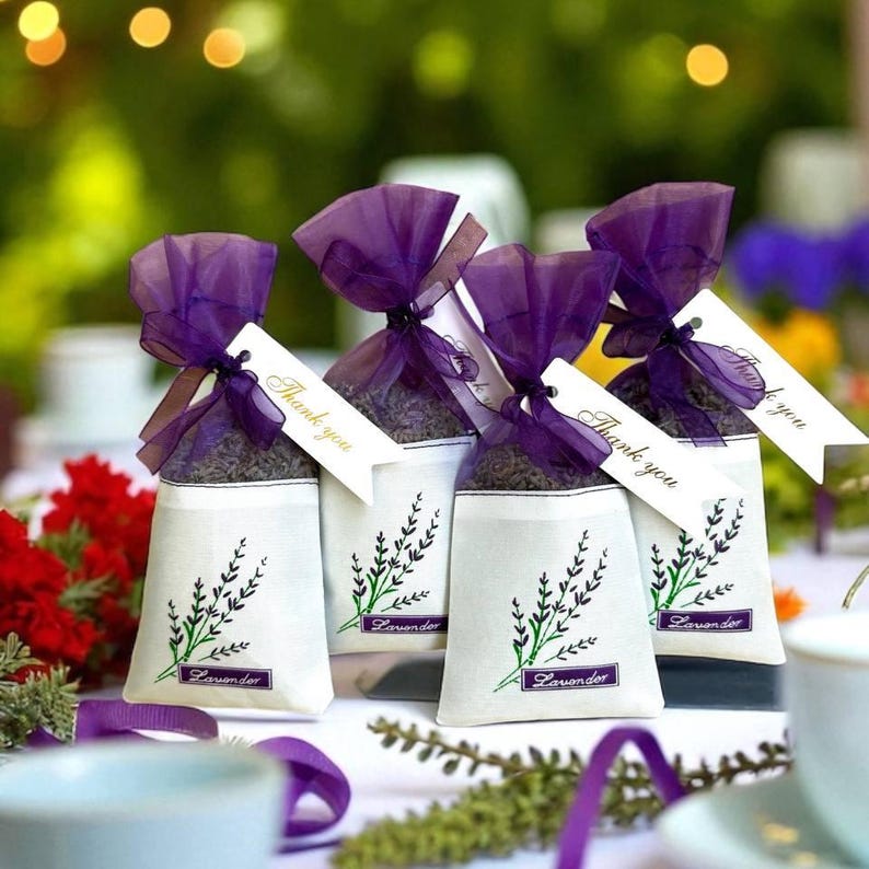 Wedding Lavender Sachets Bulk | Satin Lavender Favors for Guests ...