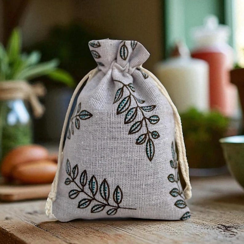Peppermint Linen Sachet Bag: Natural Drawer & Closet Freshener Small ...