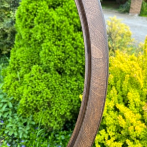 Modern Wall Mirror for Bathroom, Brown Wood Framed Mirror, Round Mirror ...