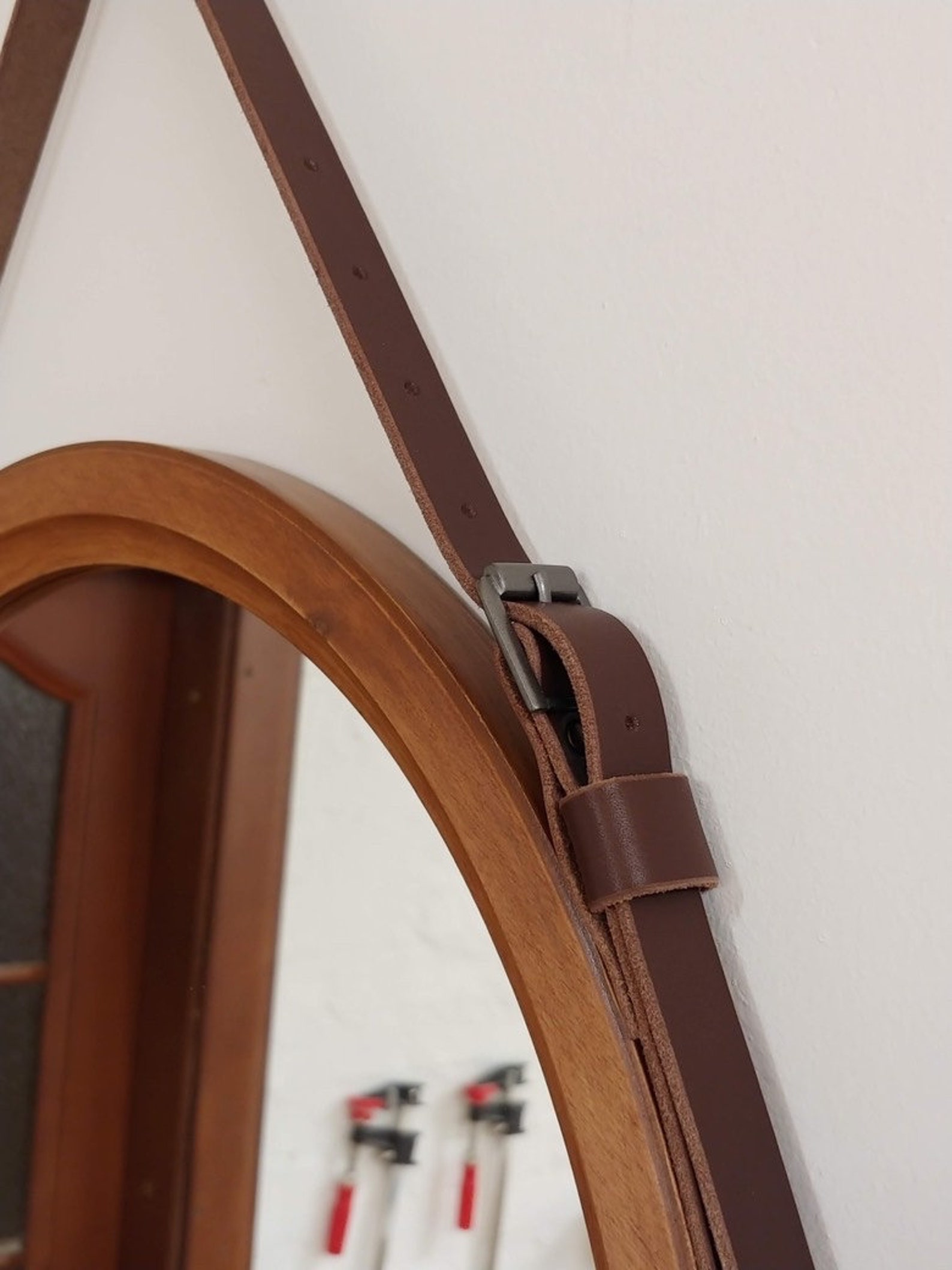 Brown Round Mirror Decorative Mirror Wood Hanging Mirror - Etsy