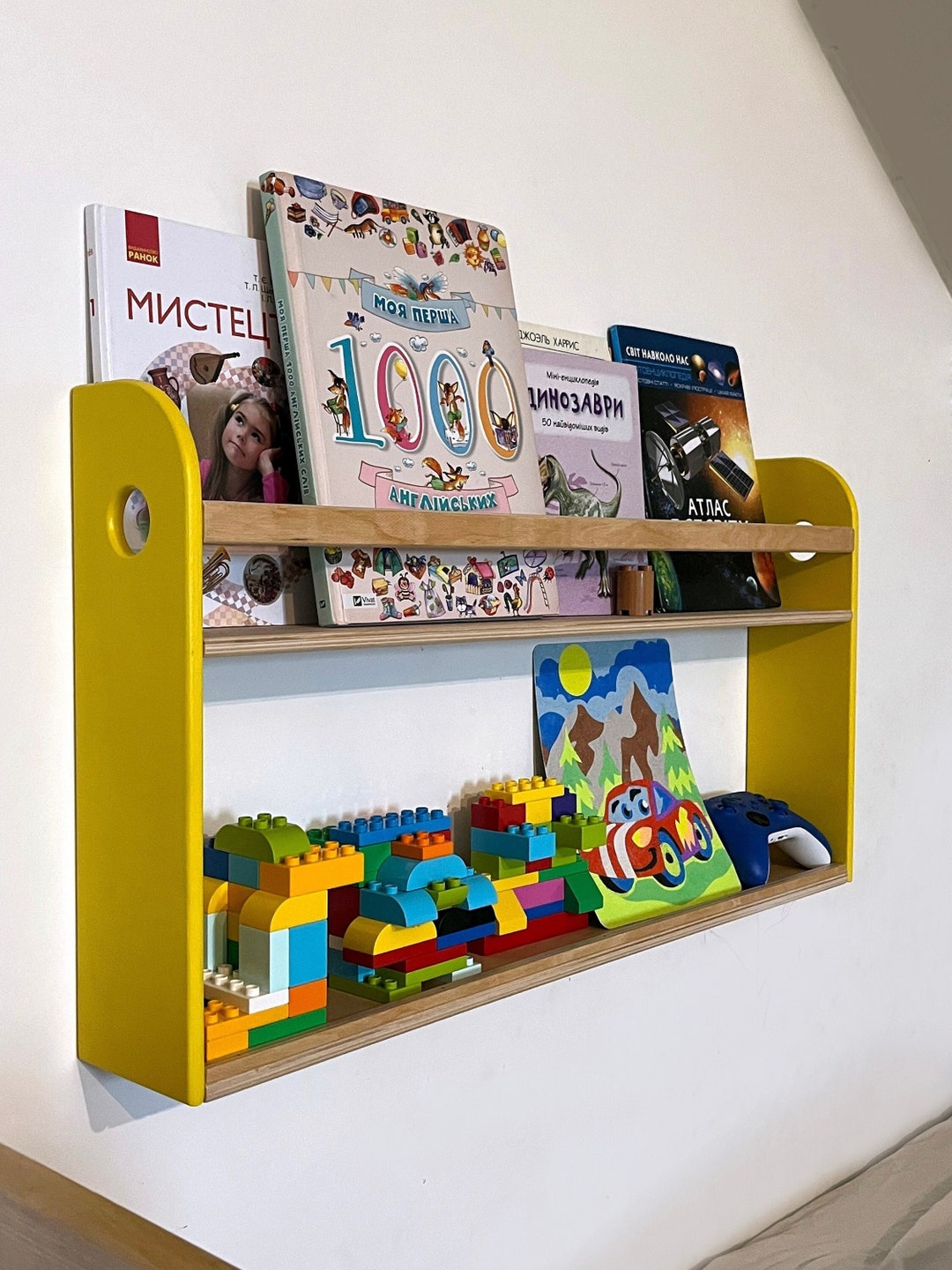 Baby Book Shelf From Wood, Large Kids Bookcase, Nursery Wooden Shelves ...