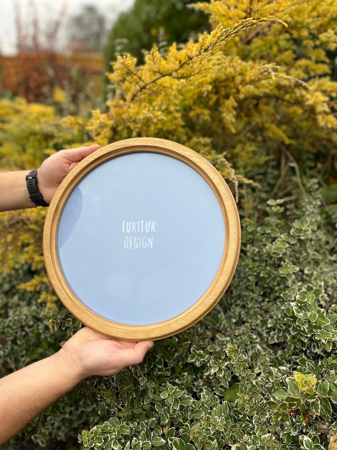 Large Round Picture Frame, Rustic Photo Frame, Wooden Round Frame for ...