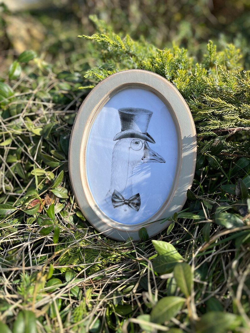 Vintage Style Picture Frame With Real Glass, Oval Photo Frame, Wooden ...