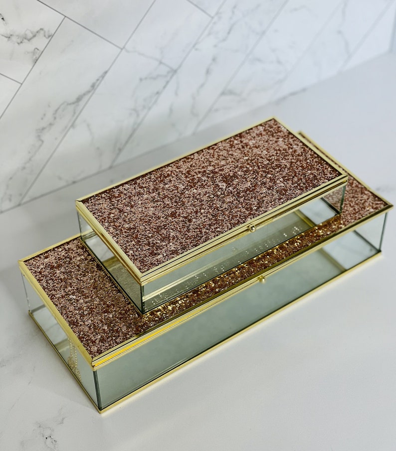 Rose Gold Glitter Box Set of (2) - Etsy
