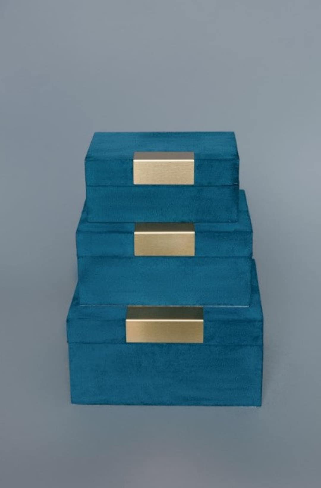 3pc Teal and Brass Box Set - Etsy