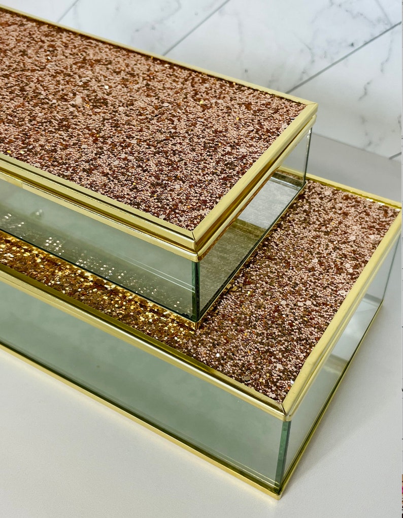 Rose Gold Glitter Box Set of (2) - Etsy