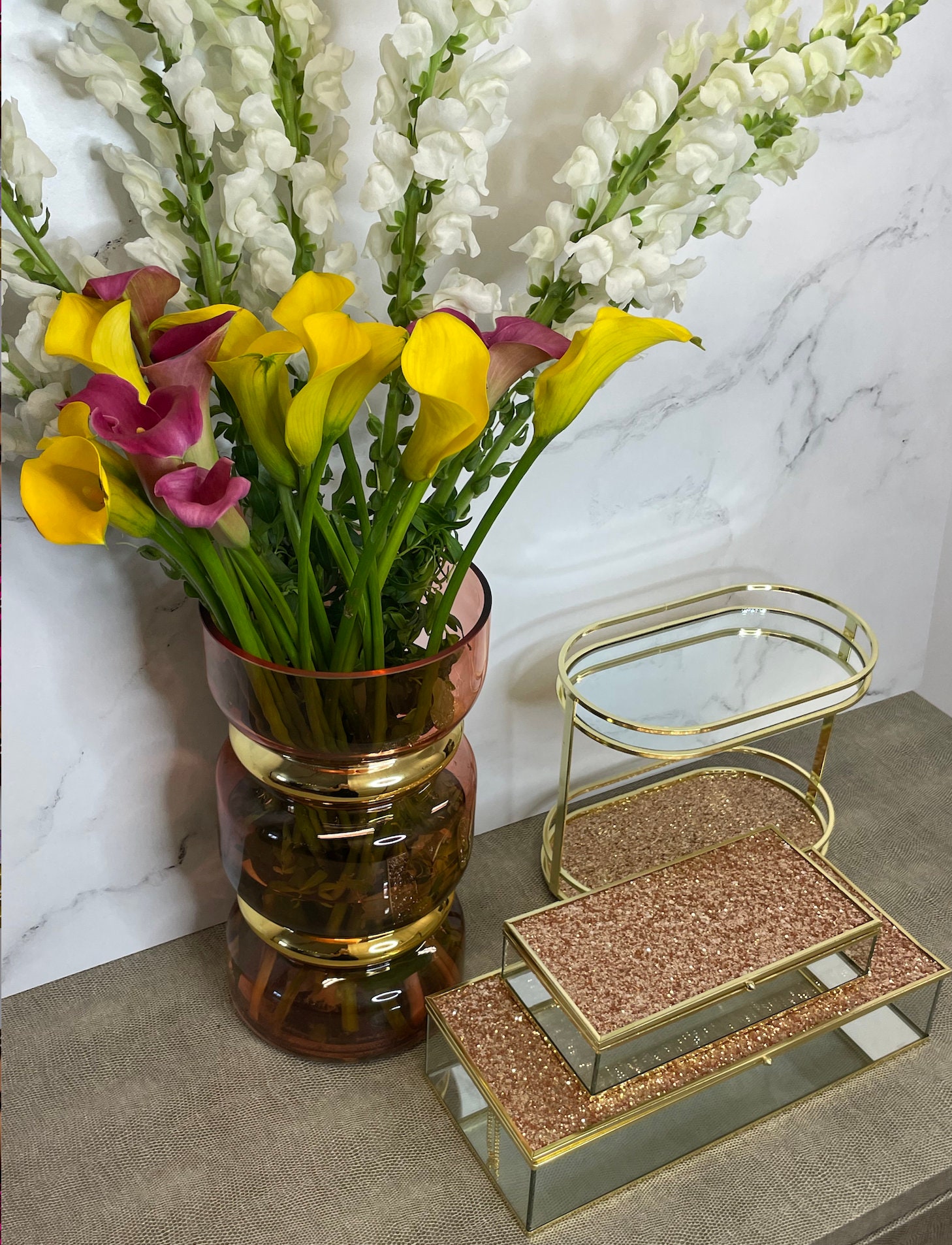 Rose Gold Glitter Box Set of (2) - Etsy