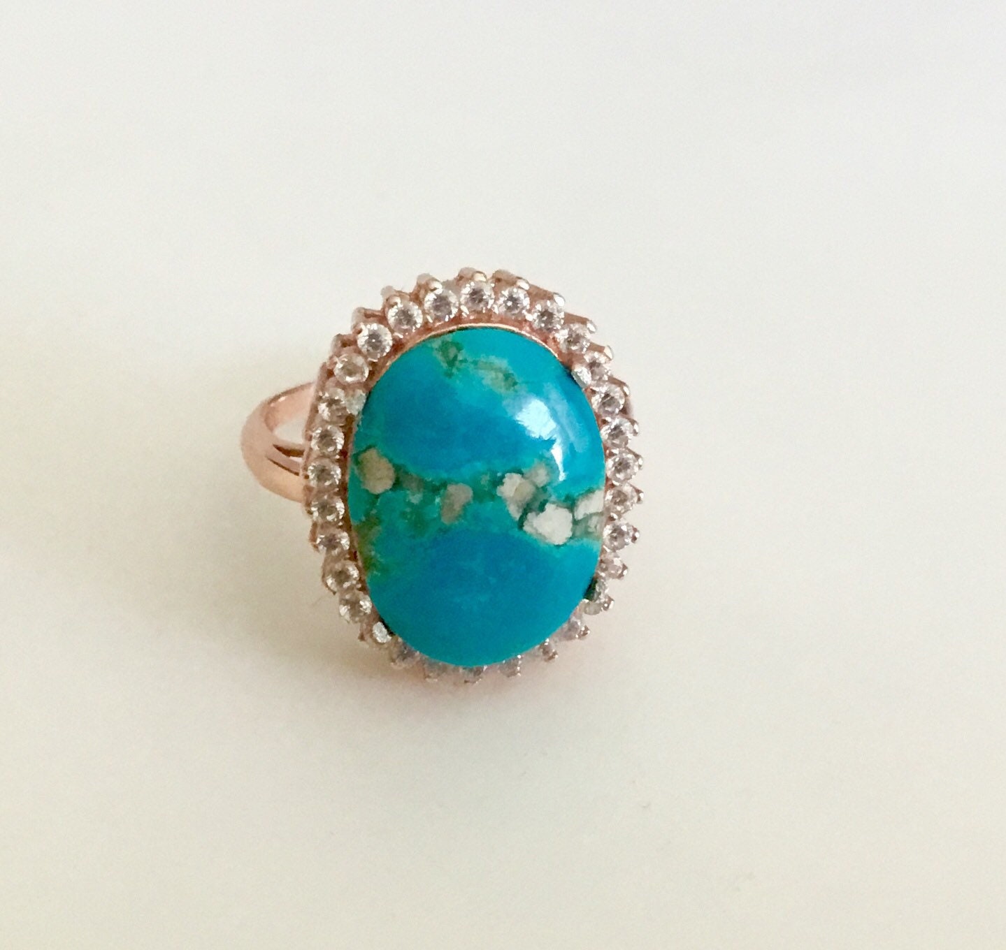 Sterling Silver Turquoise Ring.big Stone Gilded Ring - Etsy