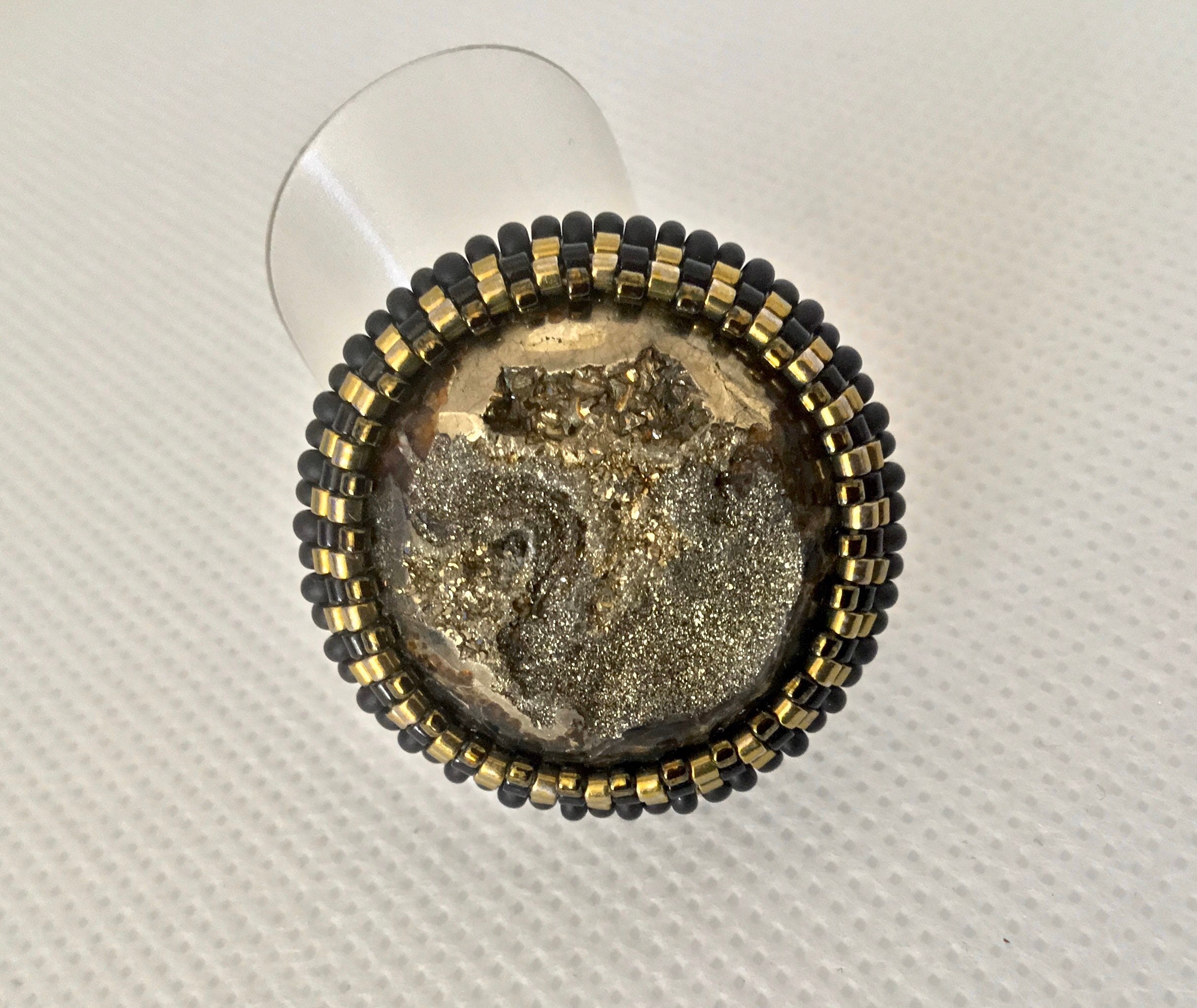 Pyrite Ring.druzy Ring.geode Ring.big Stone Ring - Etsy